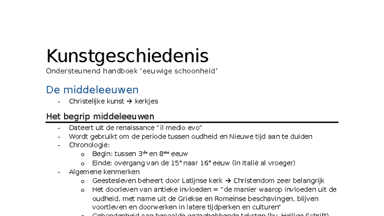 Kunstgeschiedenis 101: Samenvatting van de Middeleeuwse Kunst - Studocu