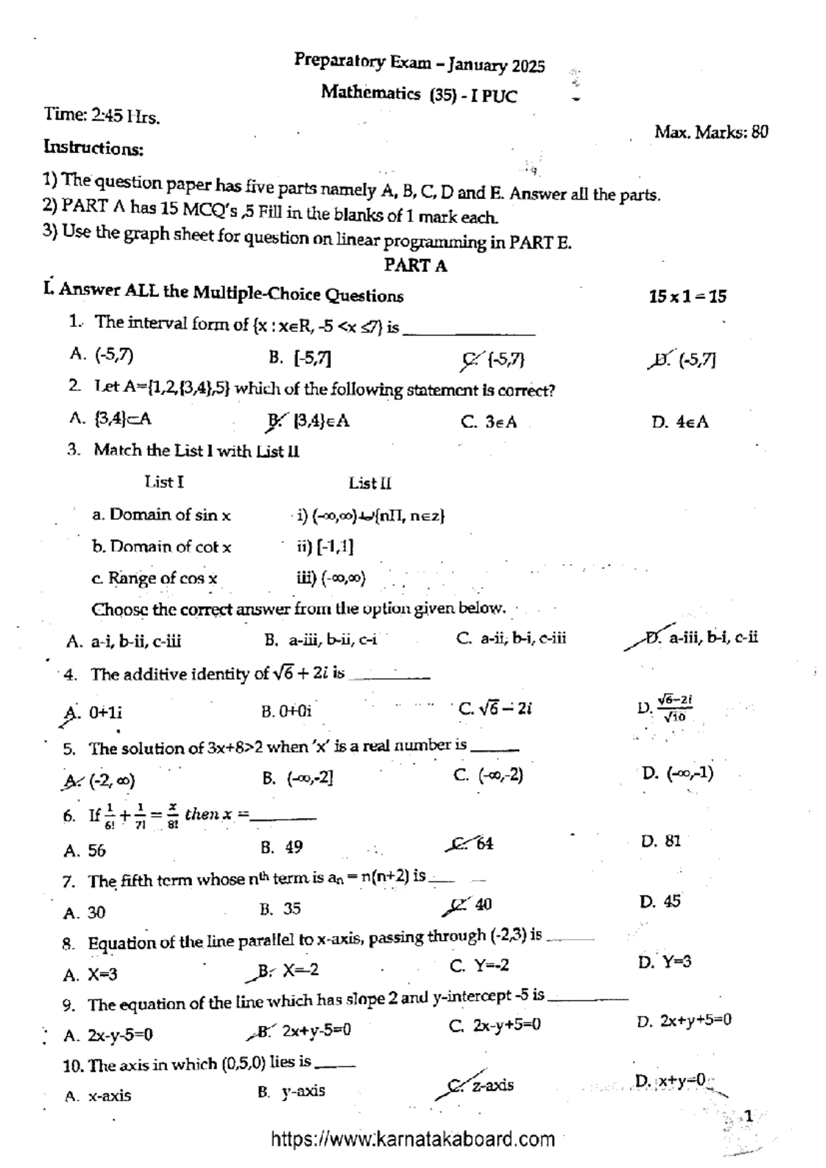 PUC I Preparatory Exam Mathematics (35) January 2025 - Studocu