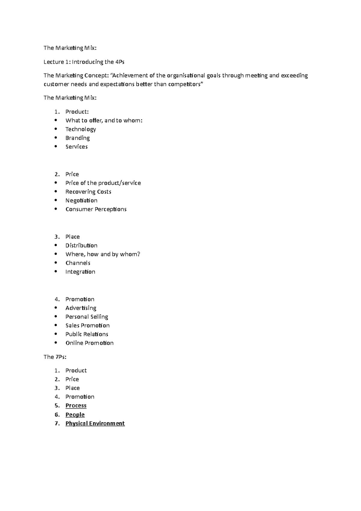 The Marketing Mix Notes - The Marketing Mix: Lecture 1: Introducing the ...