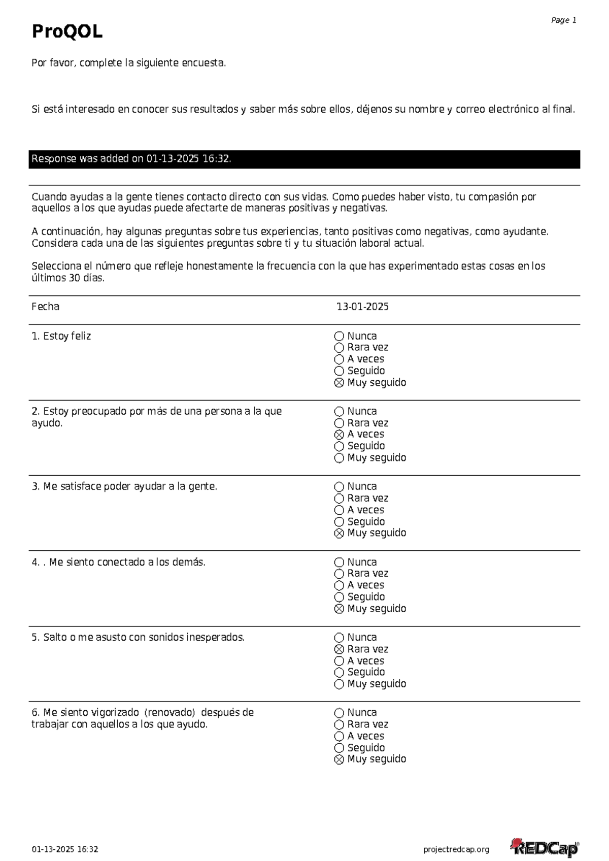 Encuesta ProQOL: Evaluación de Satisfacción y Estrés en Ayudantes - Studocu