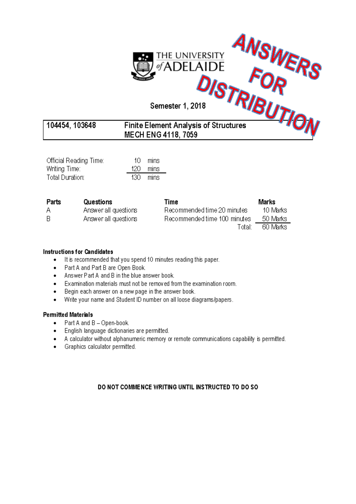 Mech Eng 4118 7059 Exam 2018 v5 Answers For Distribution - Semester 1 ...