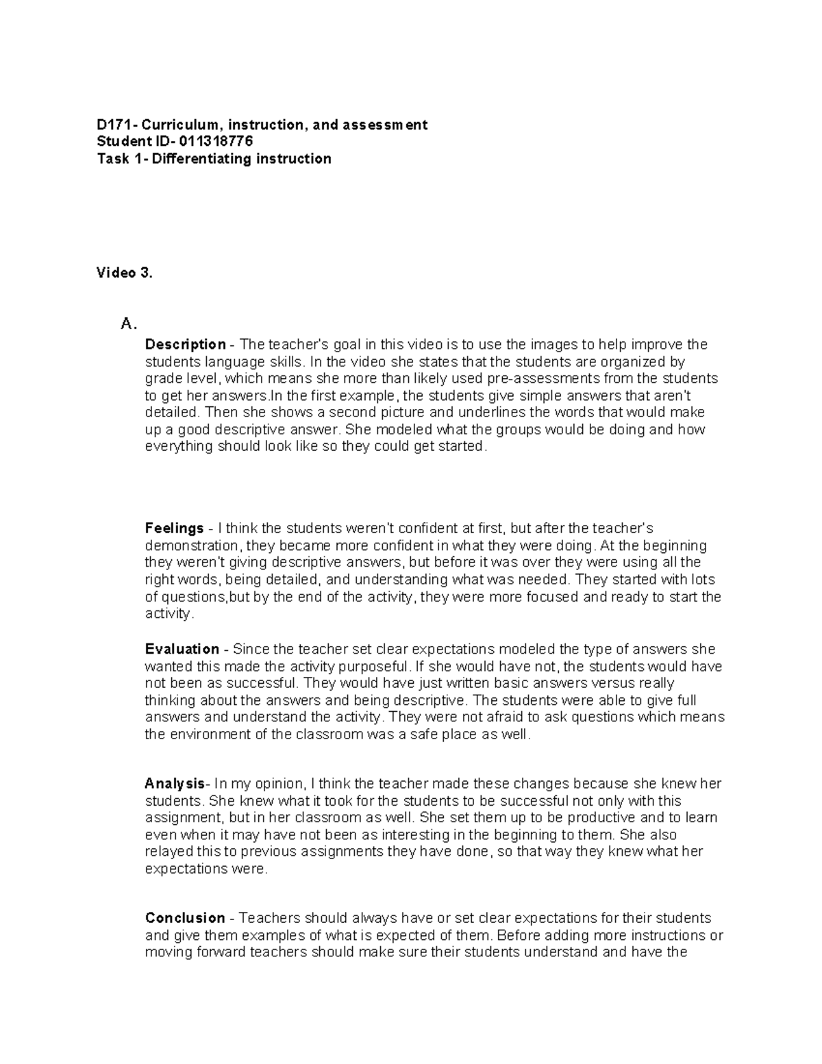 Task1 d171 - Passed on first try. - D171- Curriculum, instruction, and ...