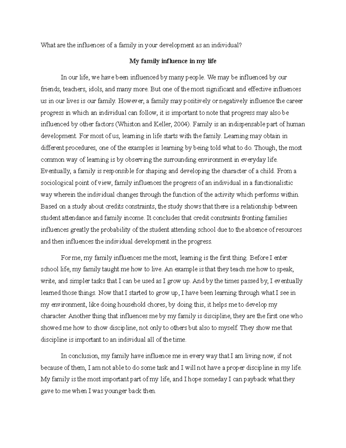 Understanding Self (Family Influence in Life) - What are the influences ...