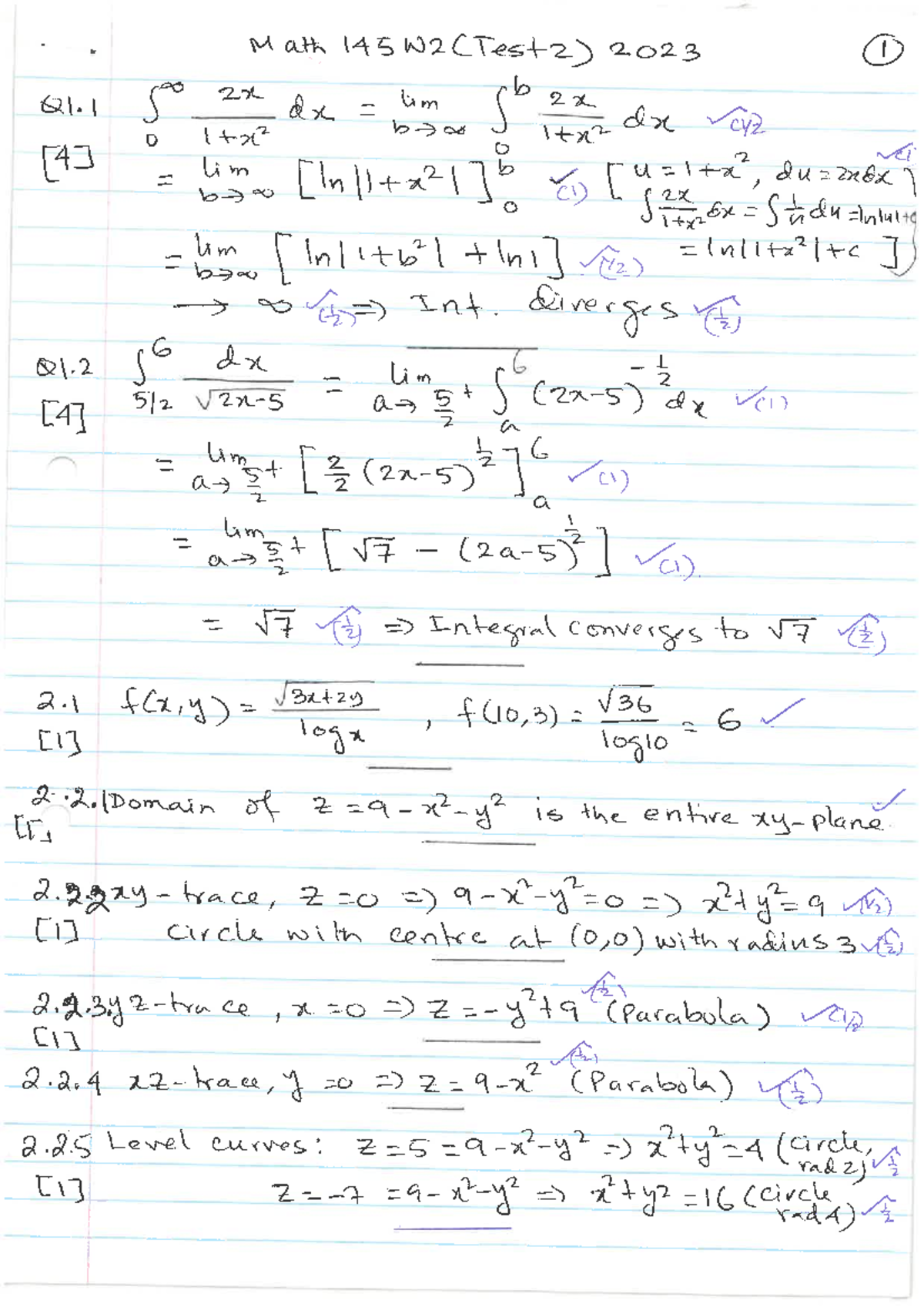 Solution- Test 2- Math145-2023 - Math 145W2 (Test2) 2023 1 500 2x b Q1 ...