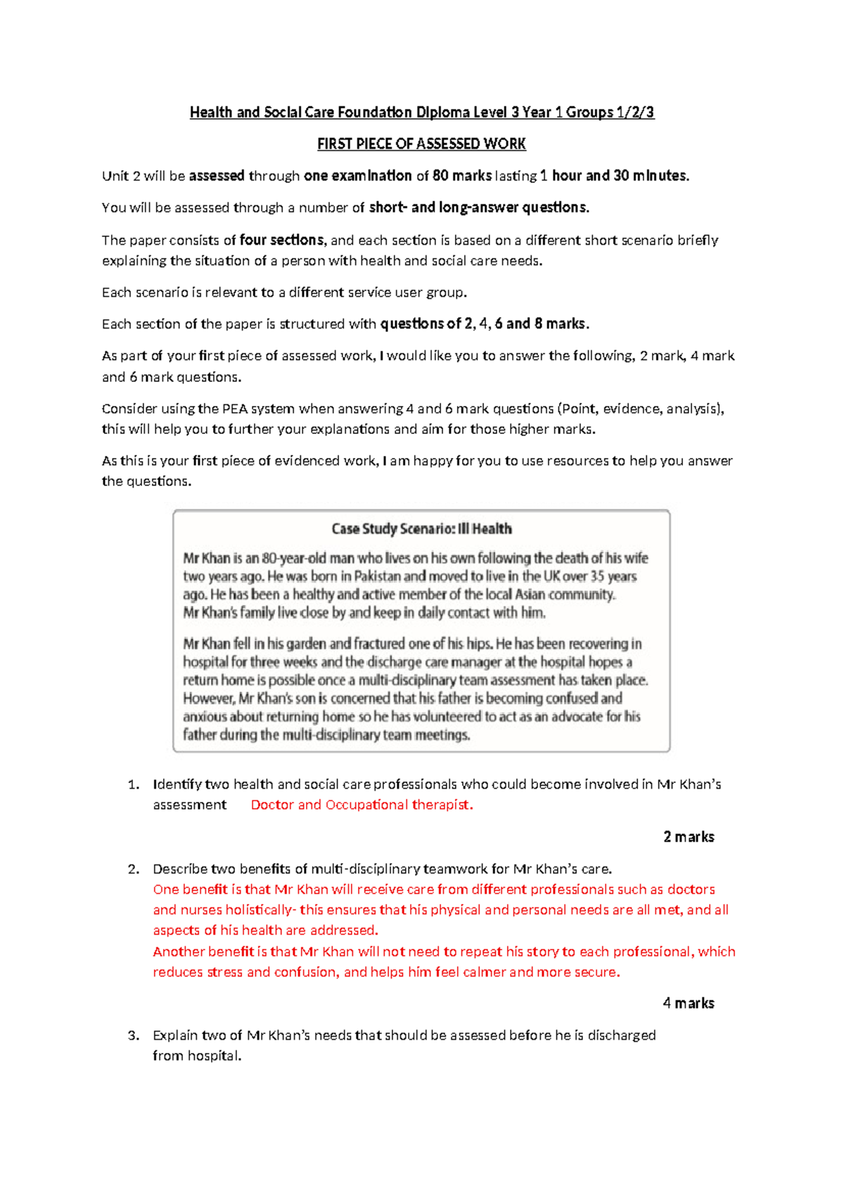 Level 3 HSC Induction Task: Initial Assessment Guidelines - Studocu