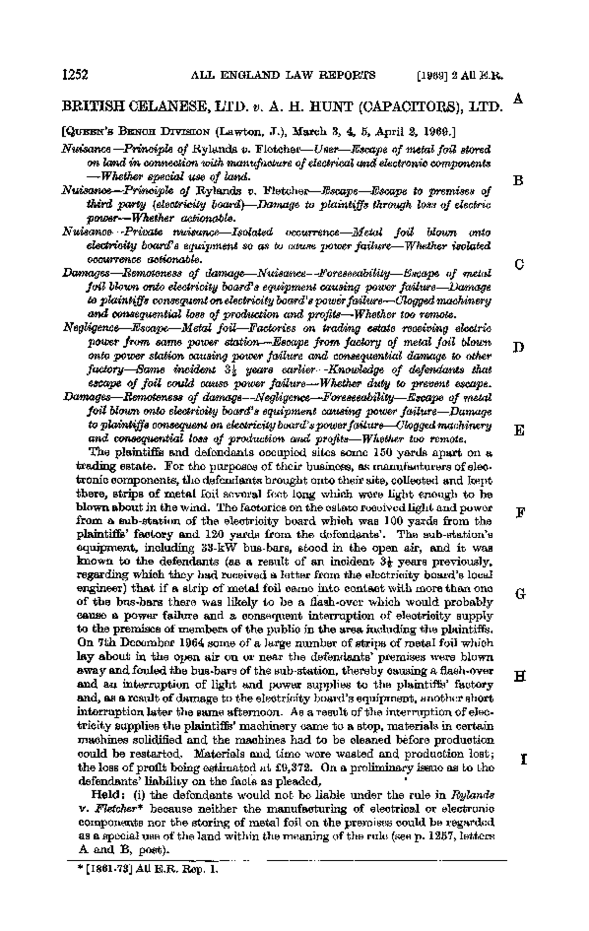 British Celanese Ltd v A H Hunt (Capacitors) Ltd [1969] 2 All ER 1252 ...