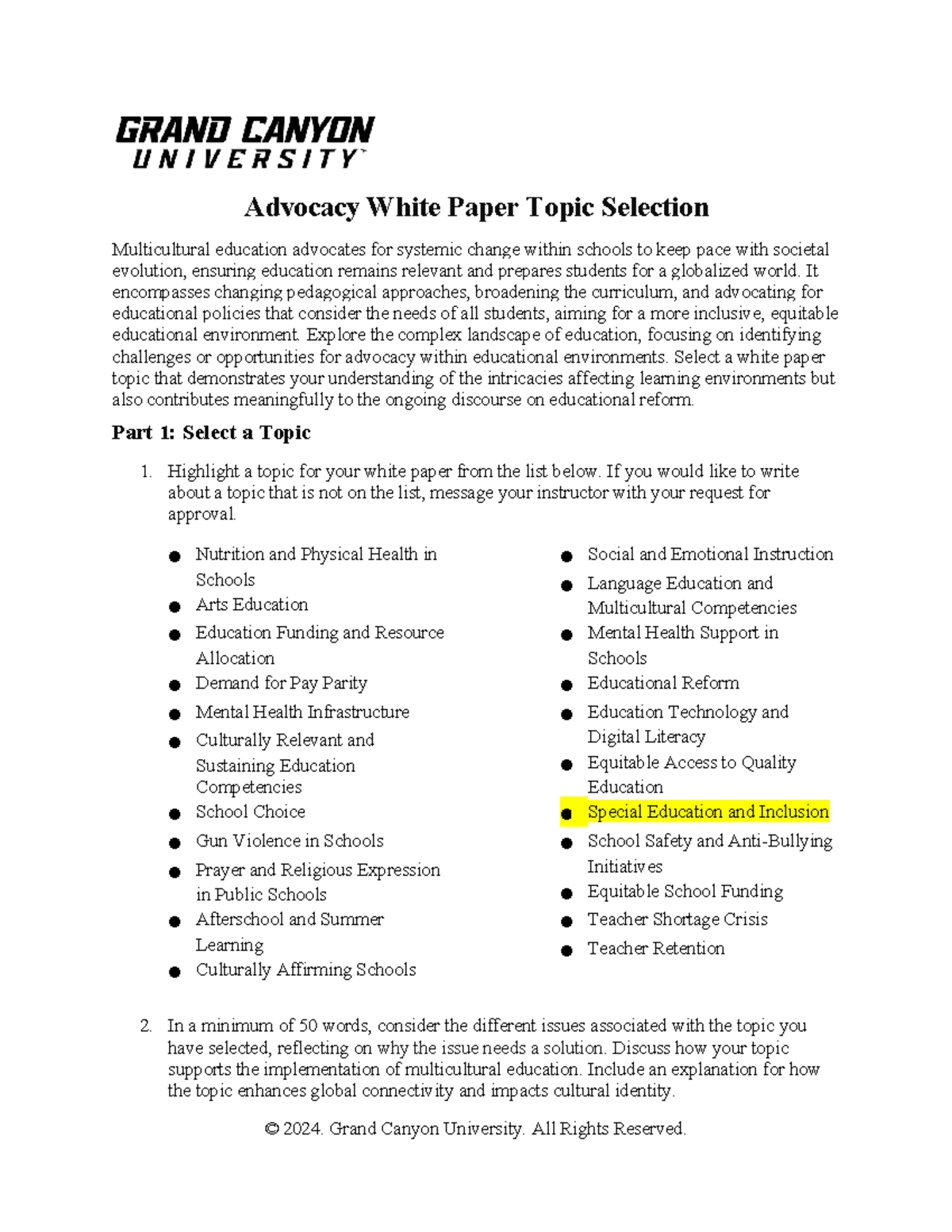 EDU-330-RS-T1-Multicultural Education and Advocacy Topic Selection ...