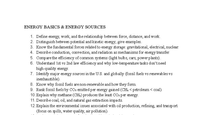 EES Quiz 3 Review: Energy Basics and Environmental Impacts - Studocu