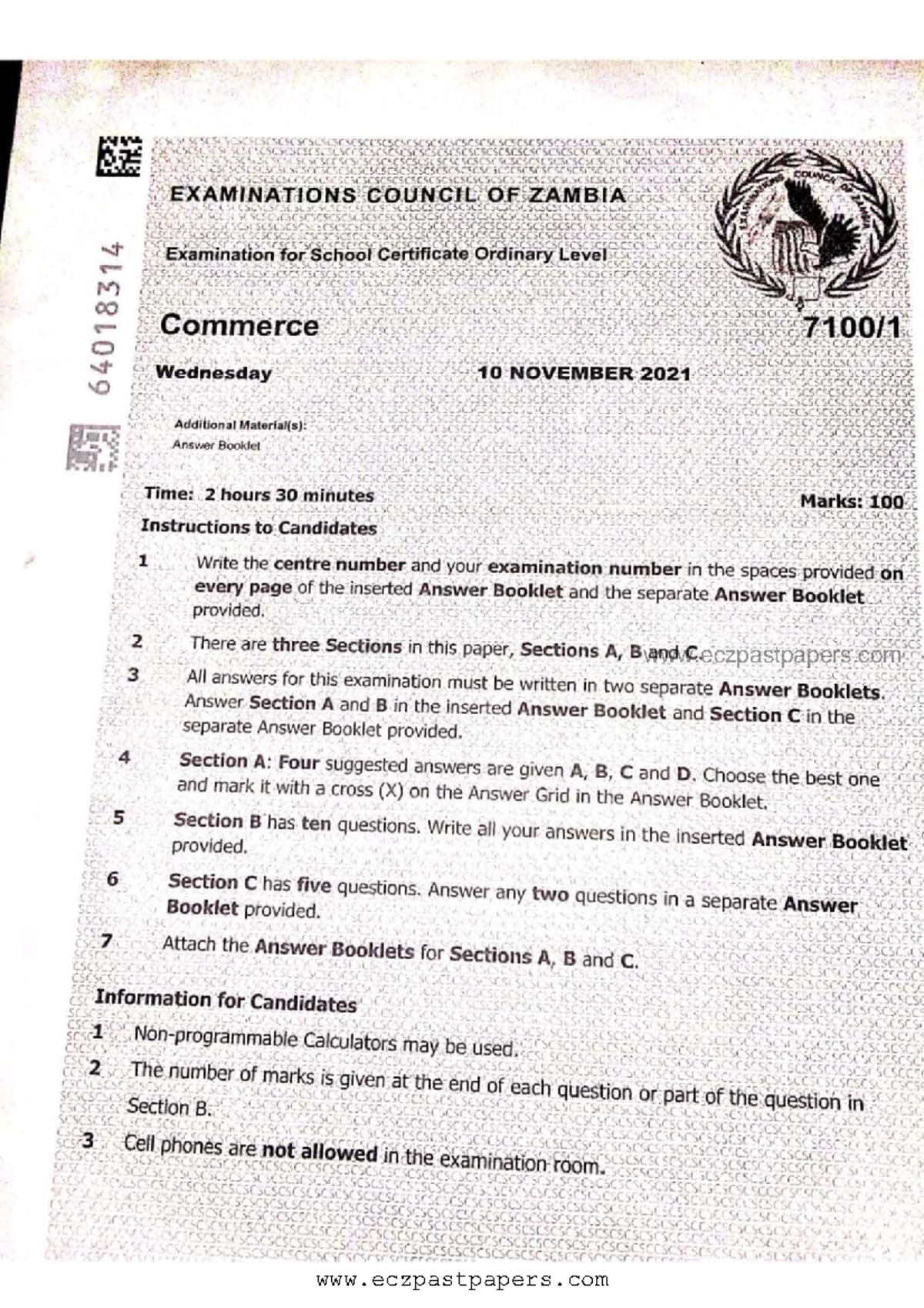 G12 Commerce 2021 Council Examination Paper - Ordinary Level - Studocu