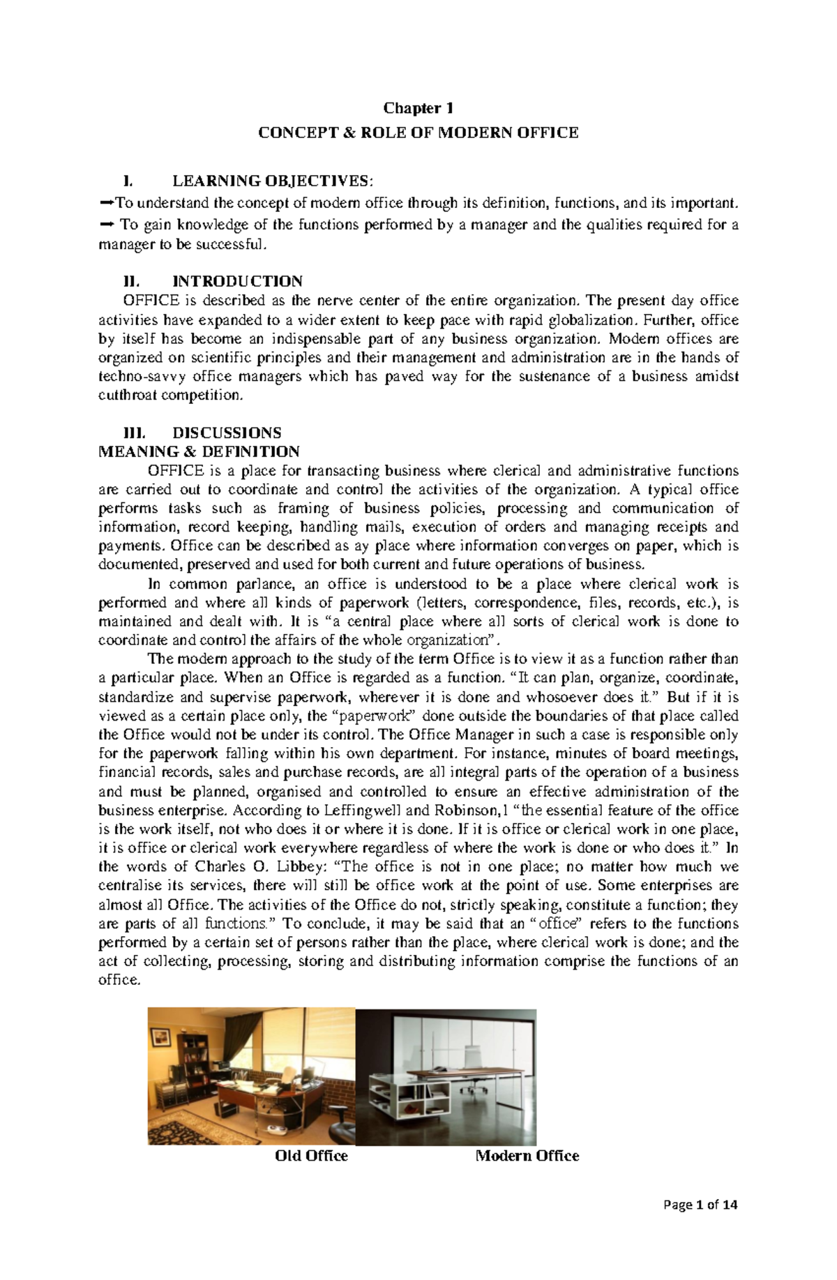 AOM - Chapter 1 - Understanding Modern Office Management Functions ...