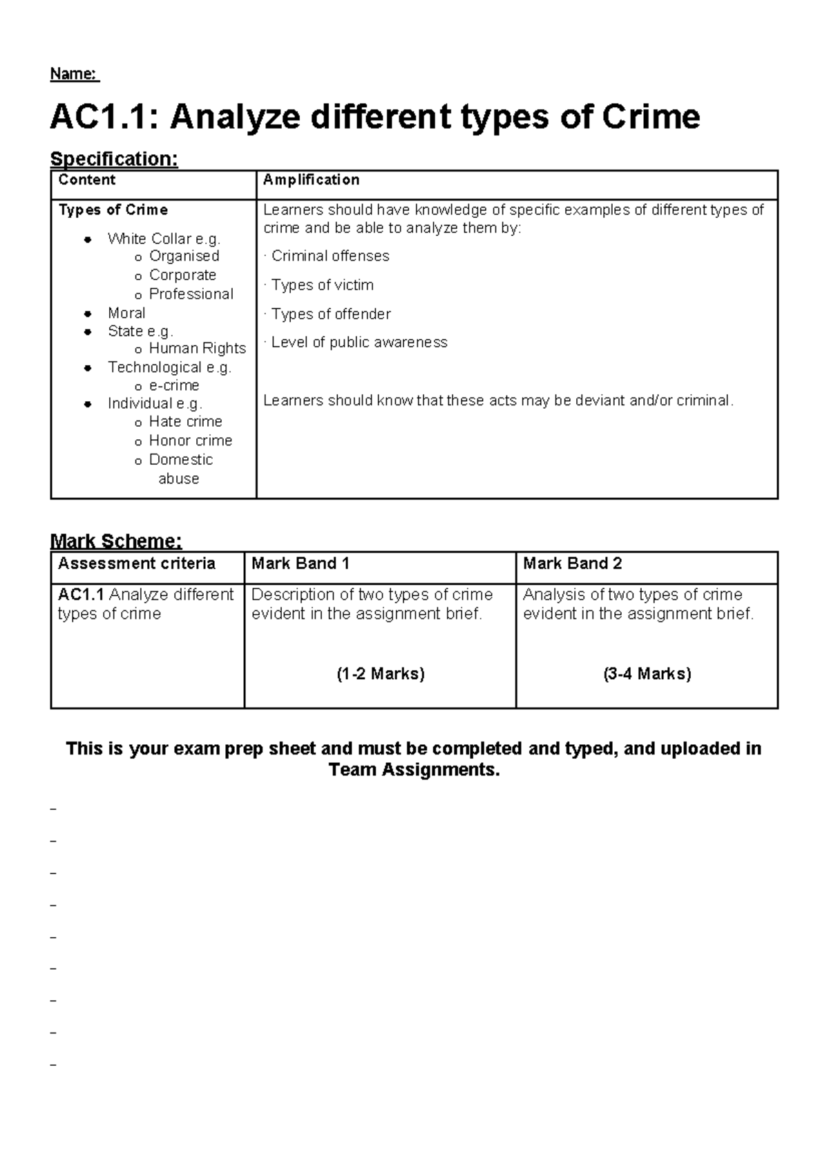 AC1.1 Lecture Notes: Analyzing Various Types of Crime - Studocu