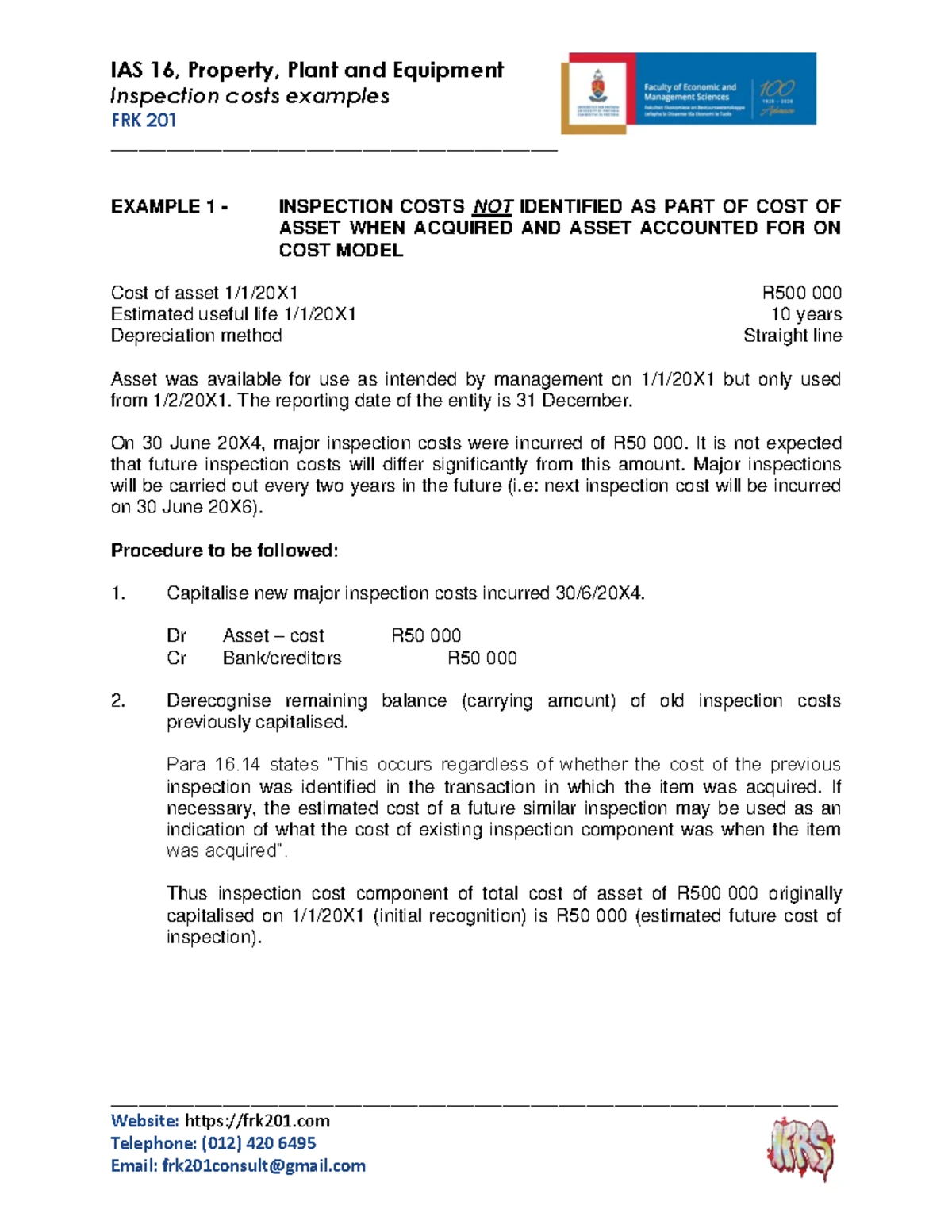 IAS 8 handout - Notes - EXAMPLE EXAMPLE: Prior period error Right ...