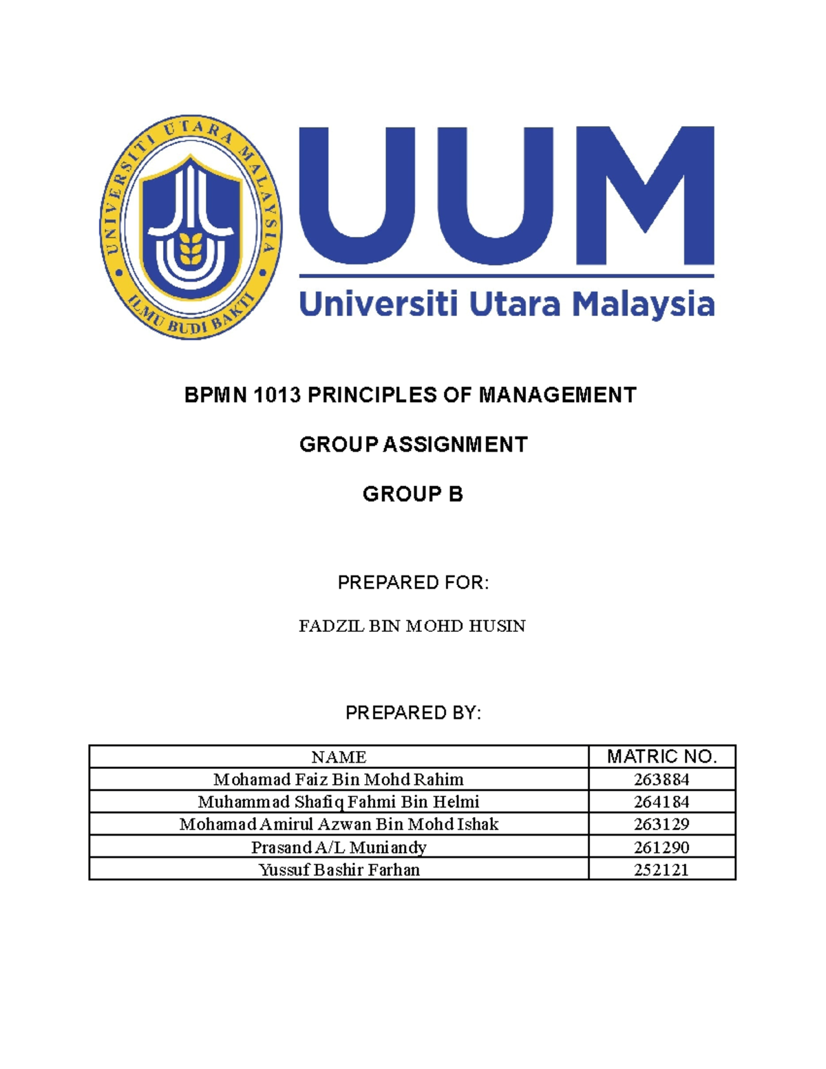 BPMN 1013 Group Assignment: Managing Individual Differences in Management - Studocu