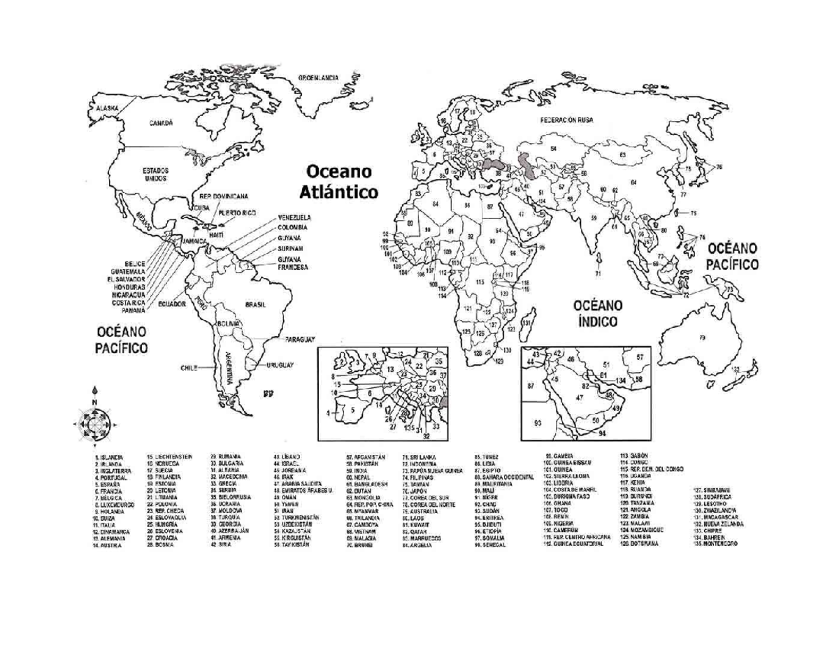 Mapamundi con Nombres de Países y Regiones - Geografía 101 - Studocu