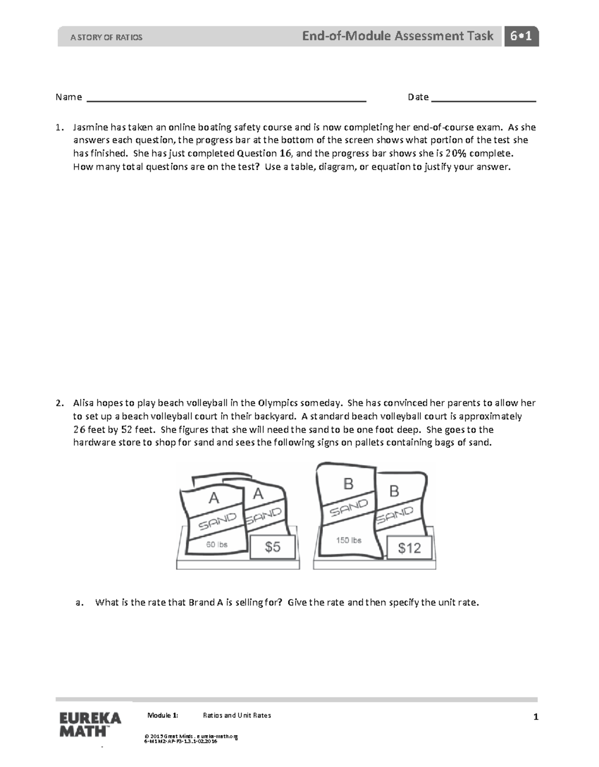 Module 1: Ratios and Unit Rates - Assessment Task Overview - Studocu
