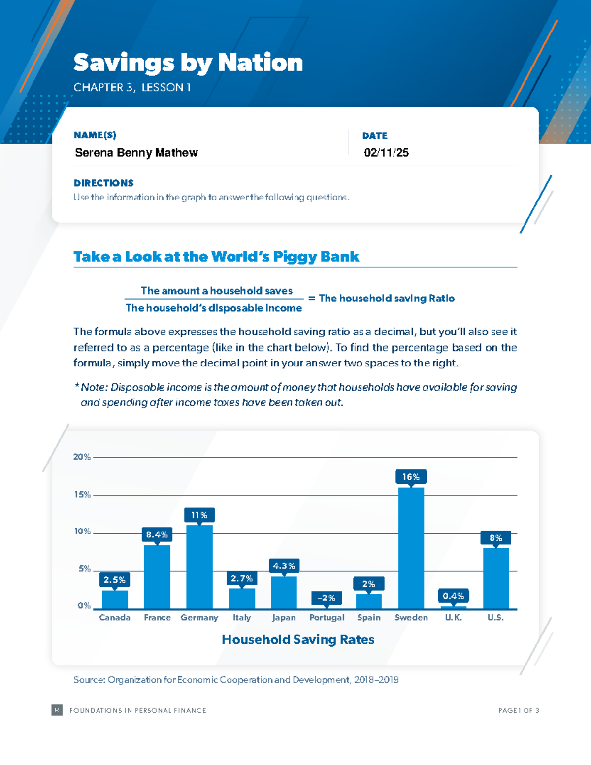 Chapter 3 Lesson 1 - Household Savings Analysis Assignment - Studocu