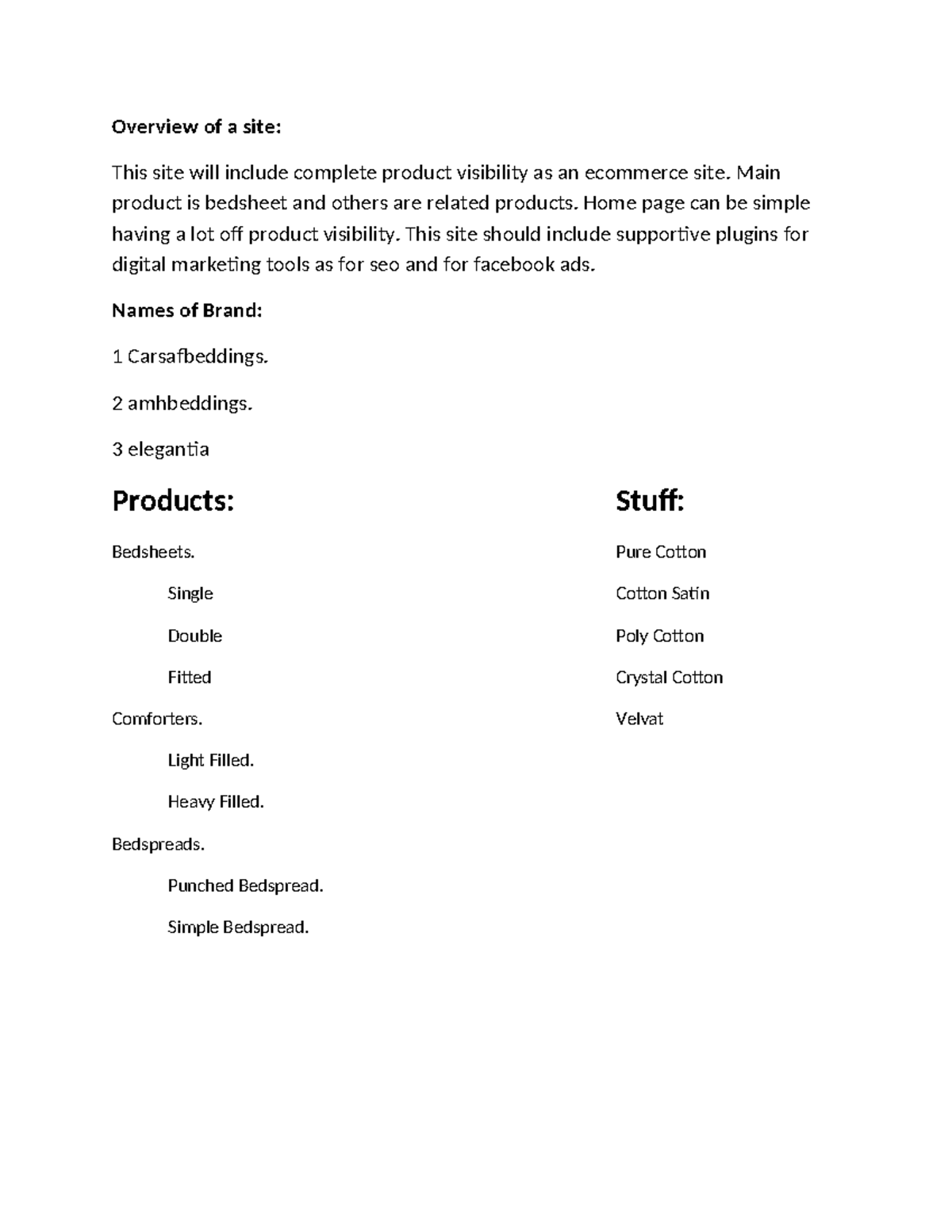 Overview of brand - Informative Doc - Overview of a site: This site ...