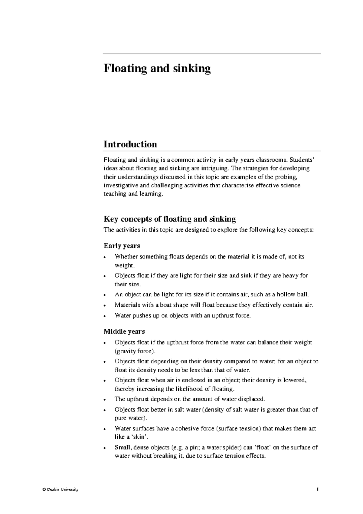 Floating and Sinking: Key Concepts and Teaching Strategies (EDU101 ...