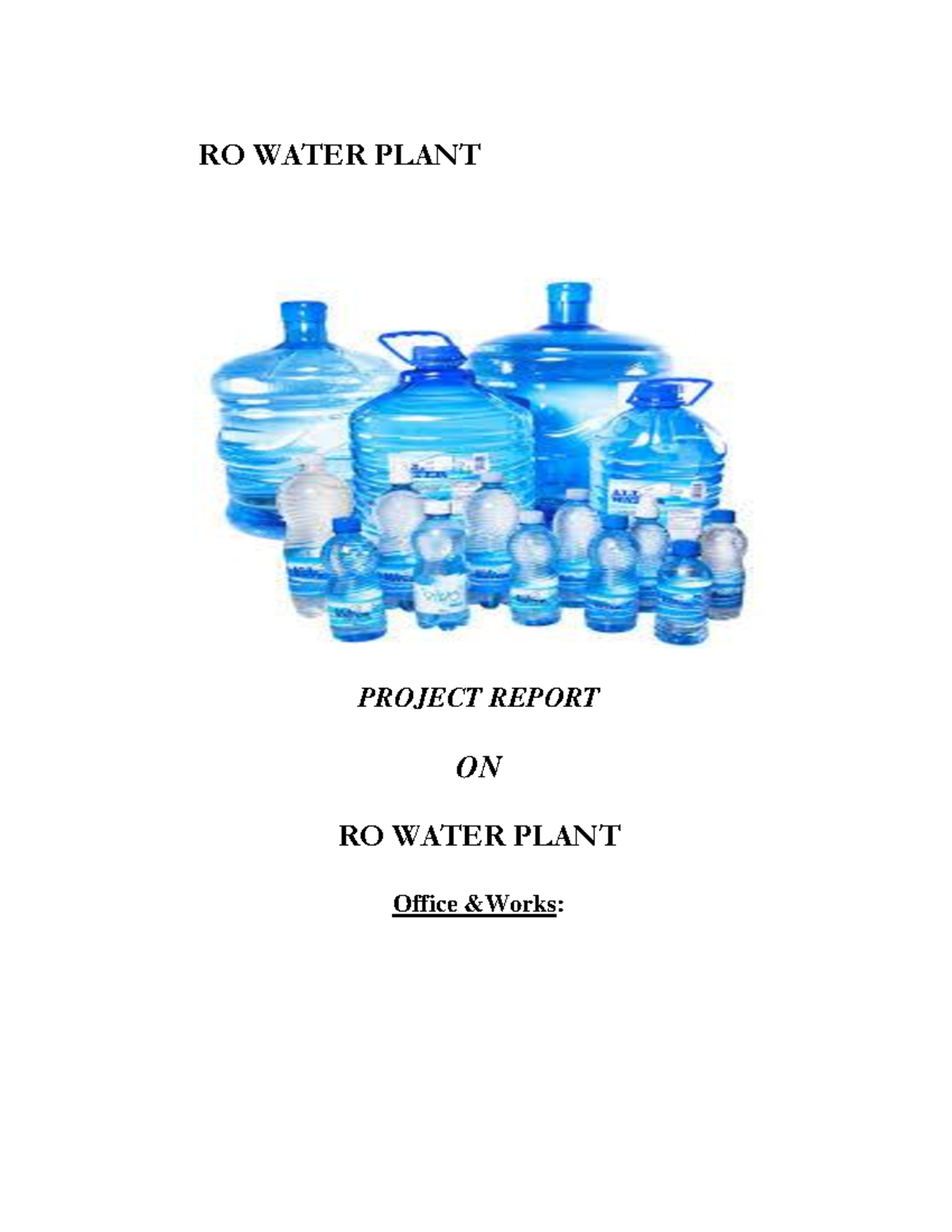 RO WATER PLANT PROJECT REPORT: Comprehensive Overview and Analysis ...