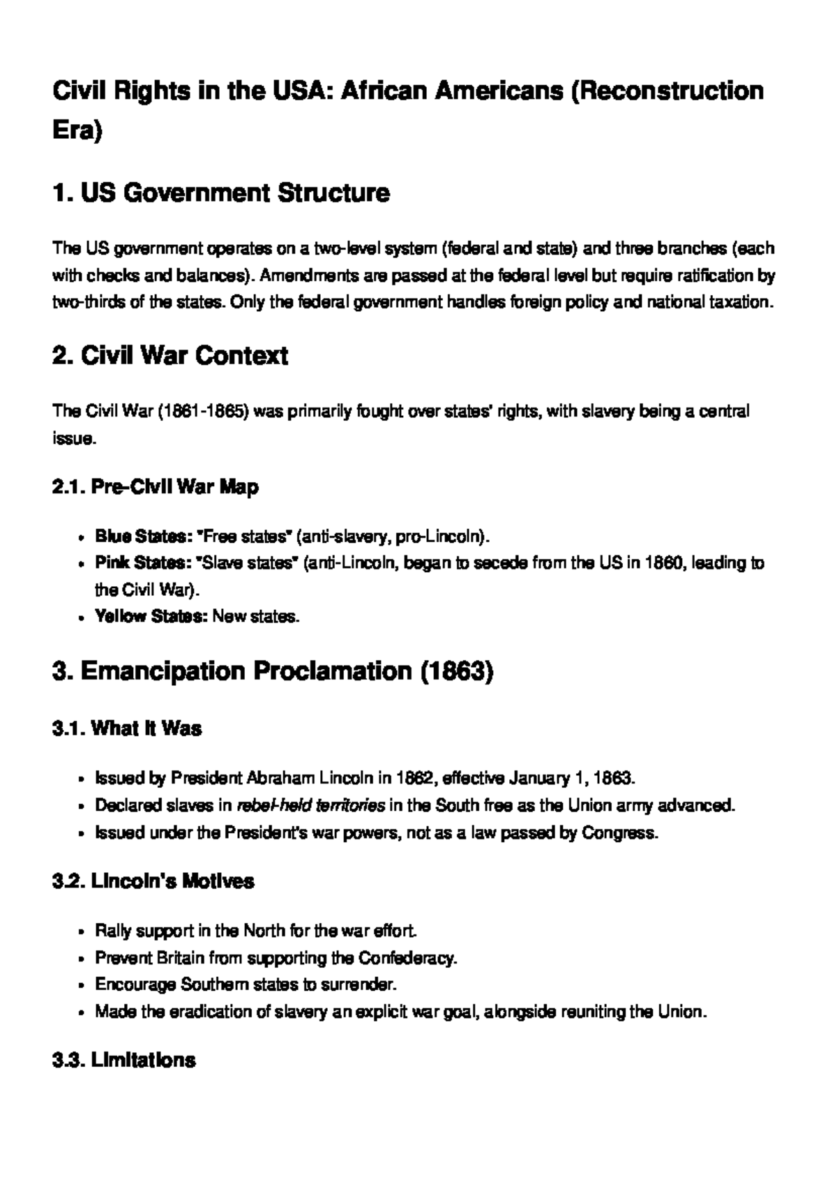 Civil Rights in the USA: African Americans (Reconstruction Era ...