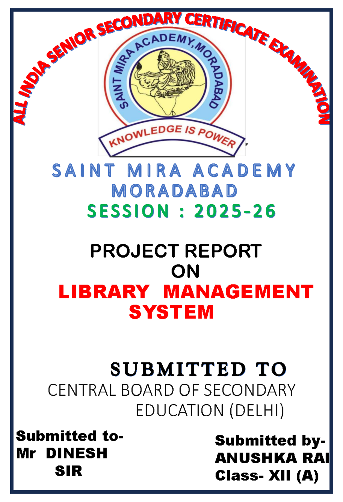 IP Project Report: Library Management System by Anushka Rai - Studocu