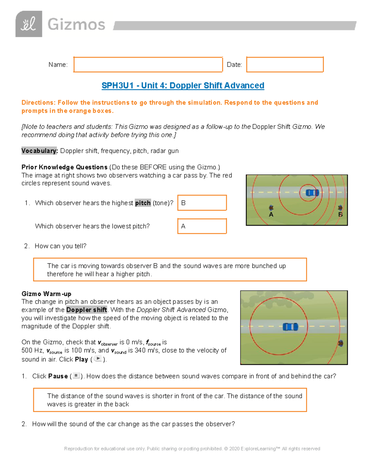 SPH3U1 - Unit 4 Doppler Shift Advanced Lab Activity Guide - Studocu