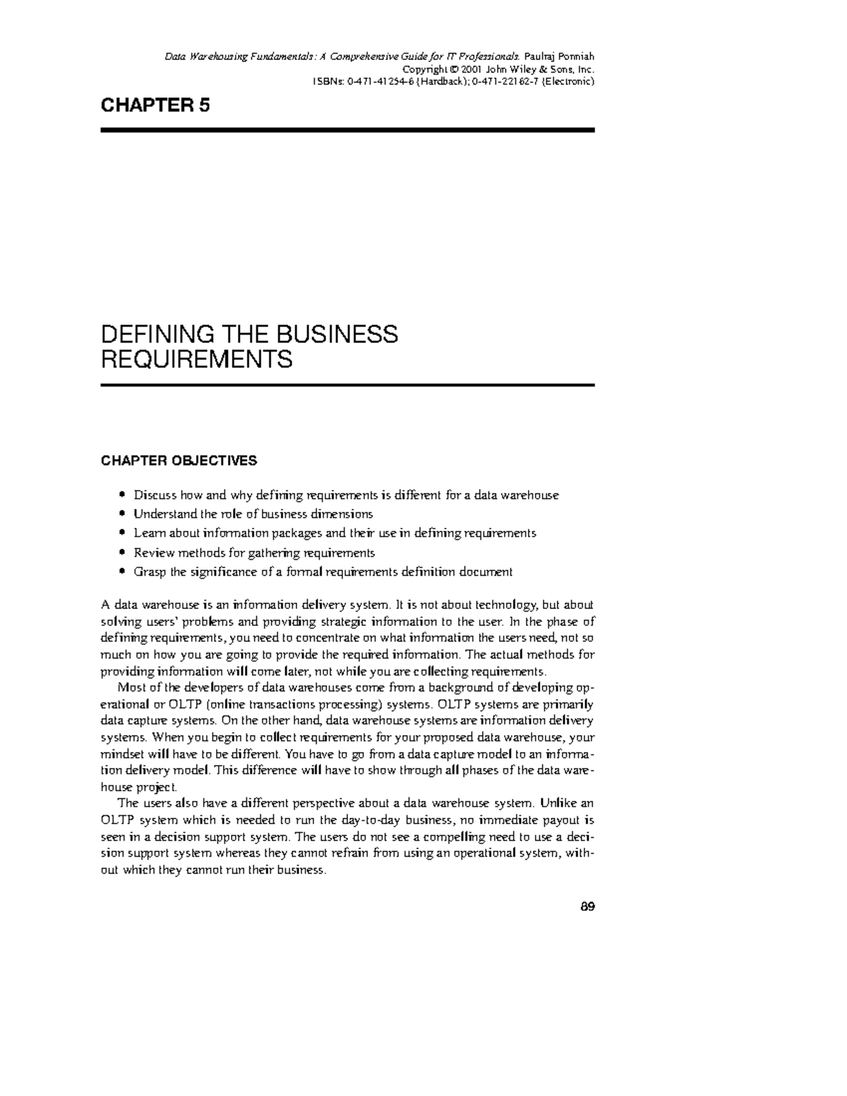 Data Warehousing Fundamentals A Comprehensive Guide for IT Professionals Chapter 5 - CHAPTER 5 ...