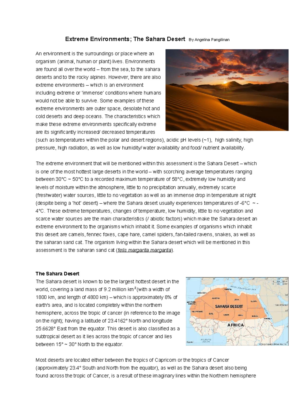 ESS 2.4: Survival Strategies of Organisms in the Sahara Desert - Studocu