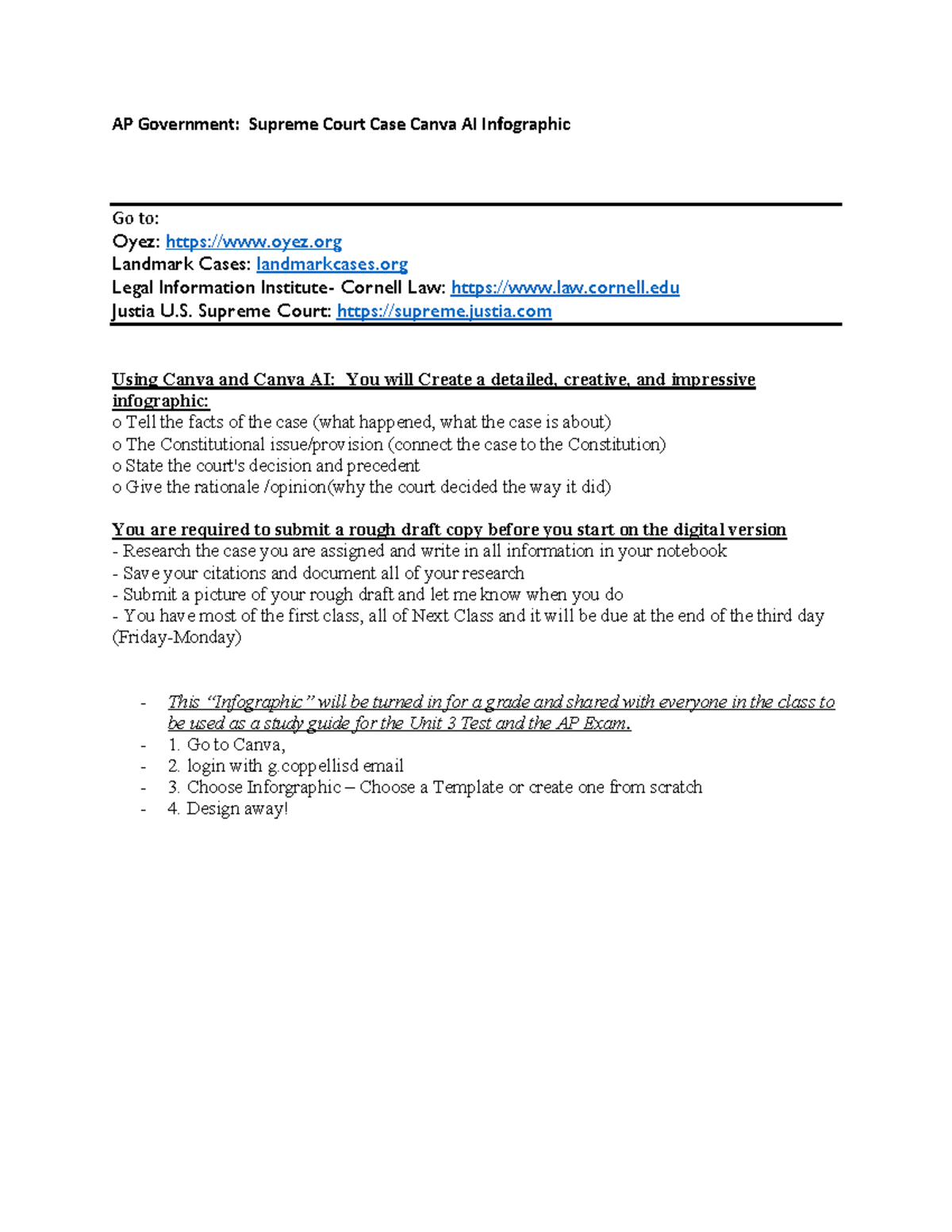 AP Gov: Supreme Court Case Infographic Assignment & Guidelines - Studocu