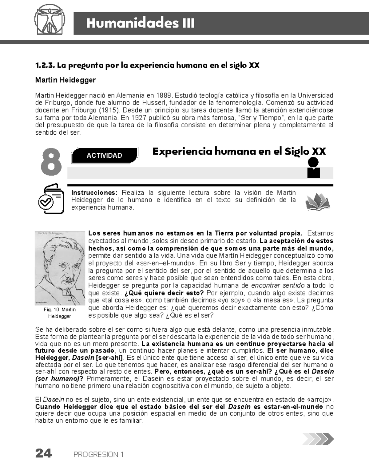 Humanidades 1.2.3. La experiencia humana según Heidegger en el Siglo XX ...