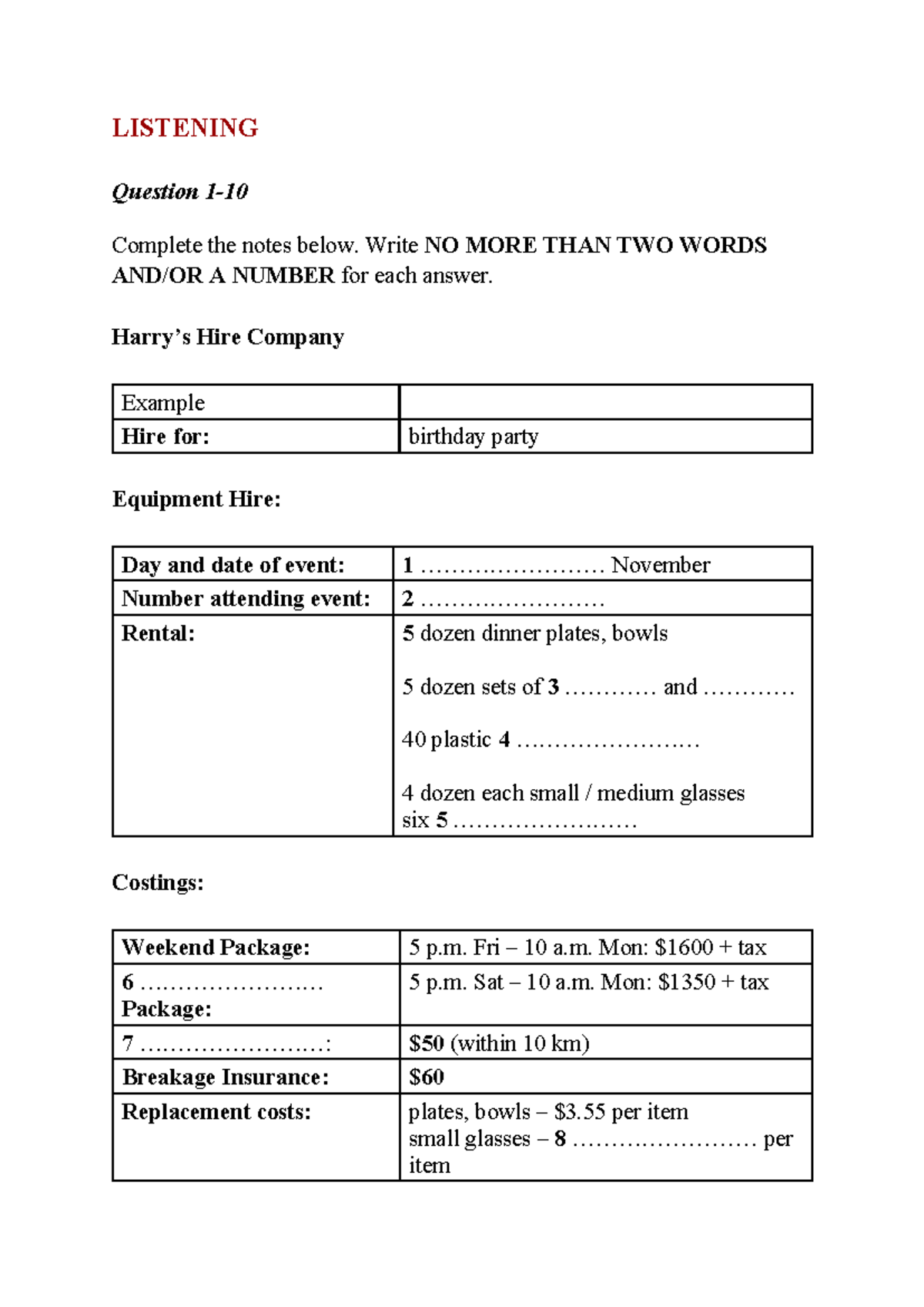 Listening Notes and Questions for IELTS [23-8-2025] - Studocu