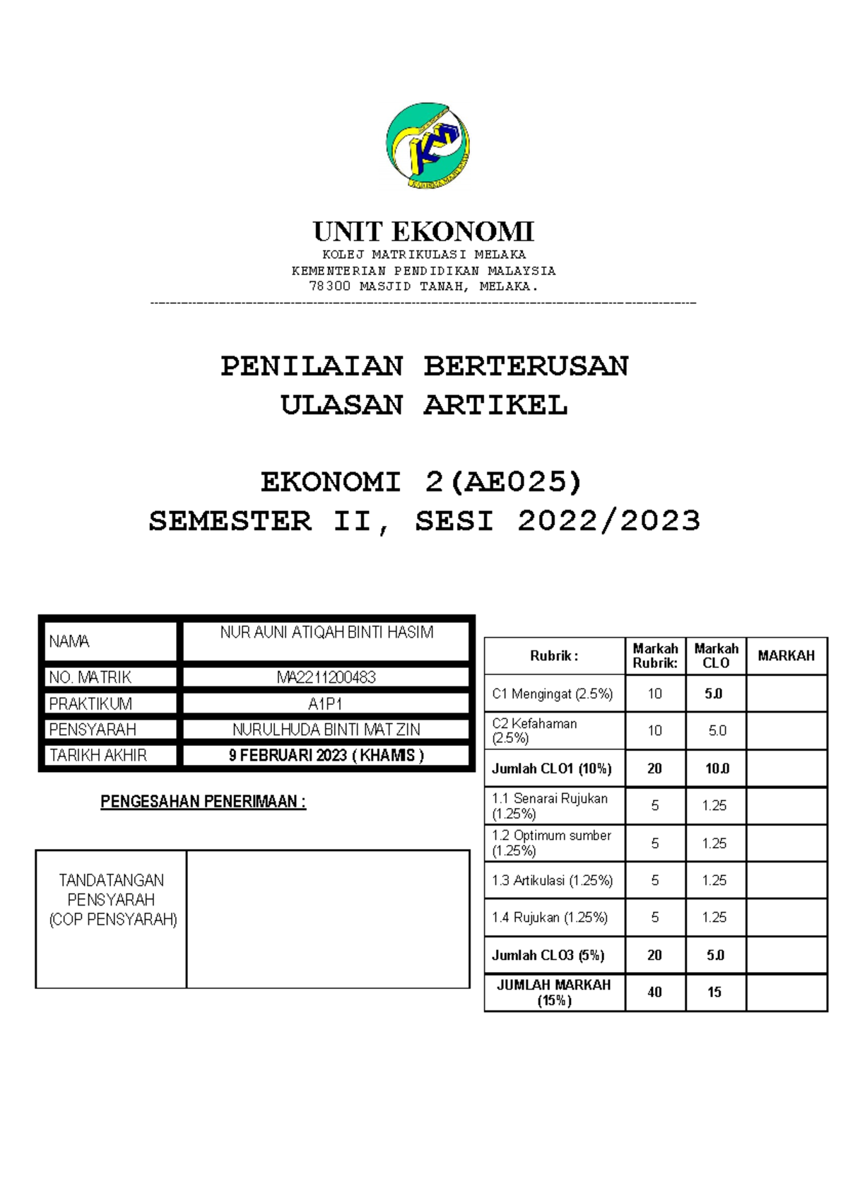 Ulasan Artikel tentang Dasar Fiskal dalam Ekonomi 2 (AE025) Sem II 2022 ...
