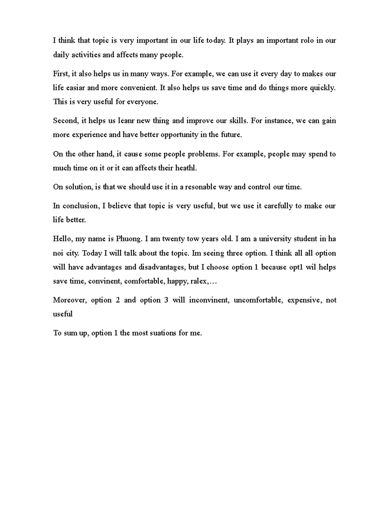 The Importance of Daily Choices: A Personal Reflection Essay - Studocu