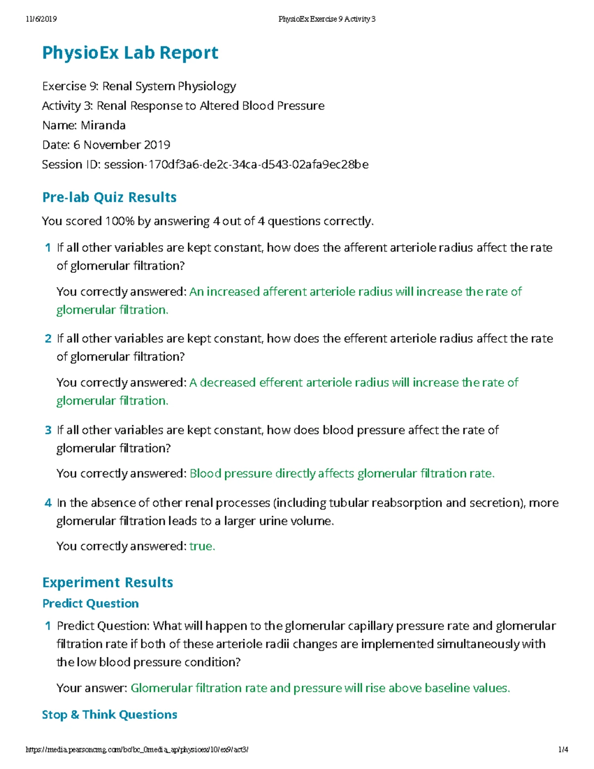 Physio Ex Exercise 4 Activity 2 - PhysioEx Lab Report Exercise 4 ...