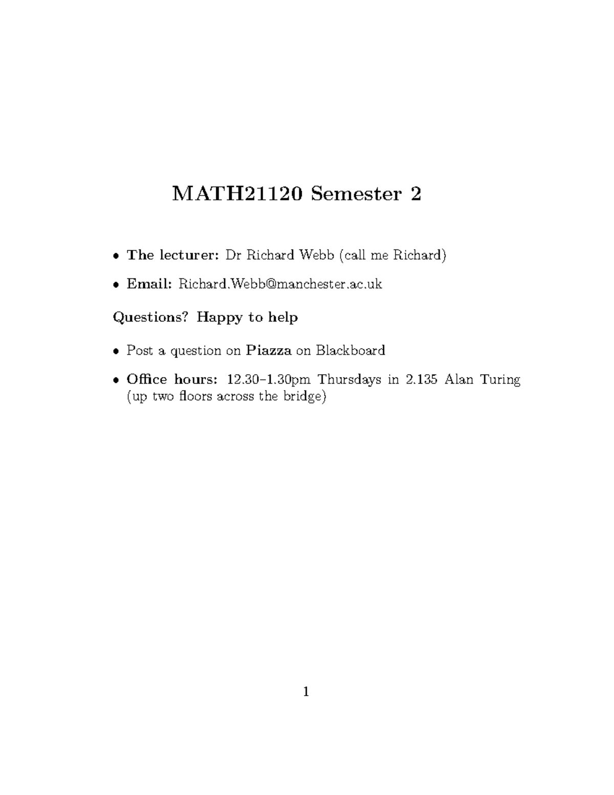 MATH21120 Semester 2 Geometry: Symmetry Groups & Isometries Notes - Studocu
