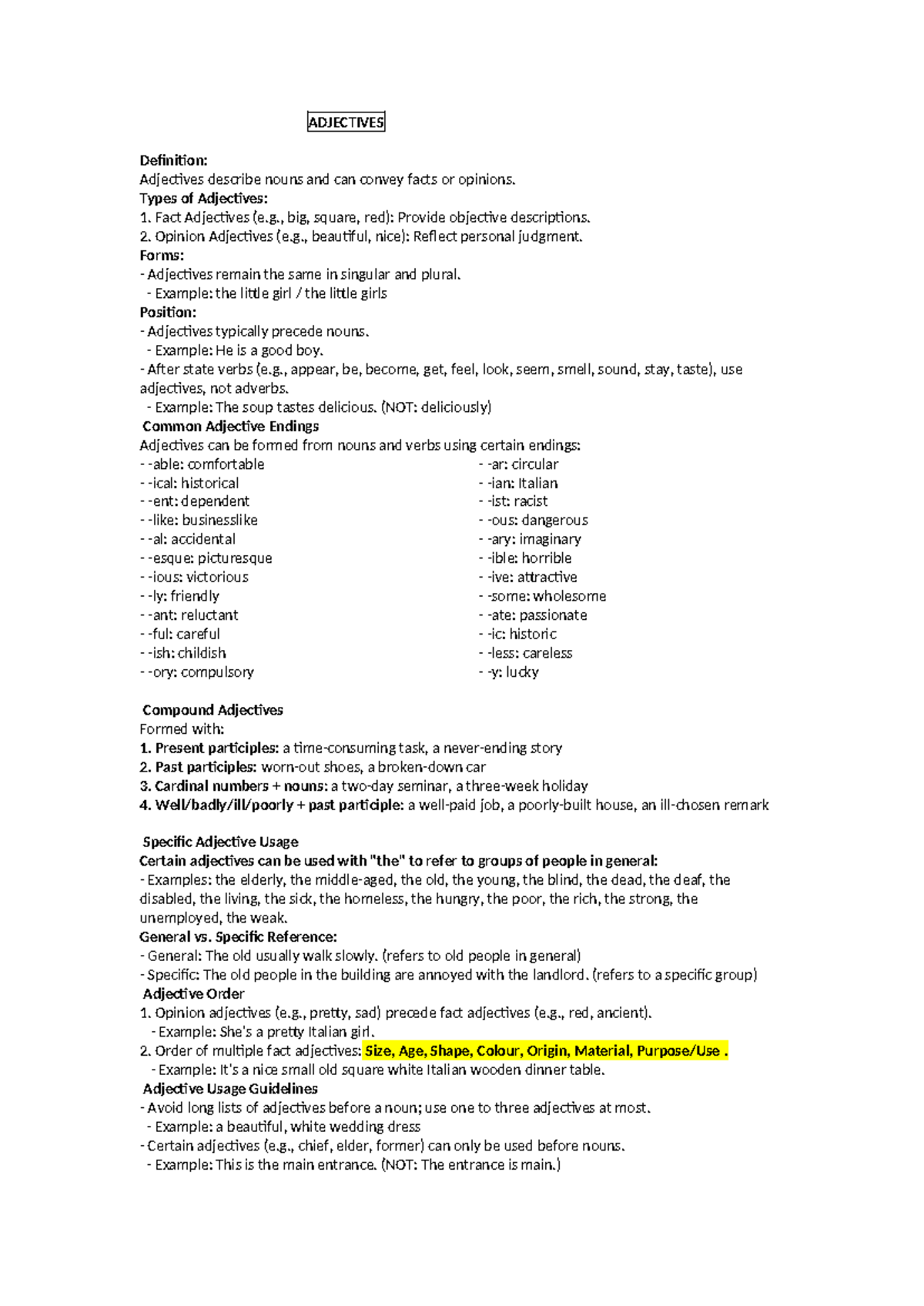 ADJ ADV Comparisons - adj/ adv - ADJECTIVES Definition: Adjectives ...