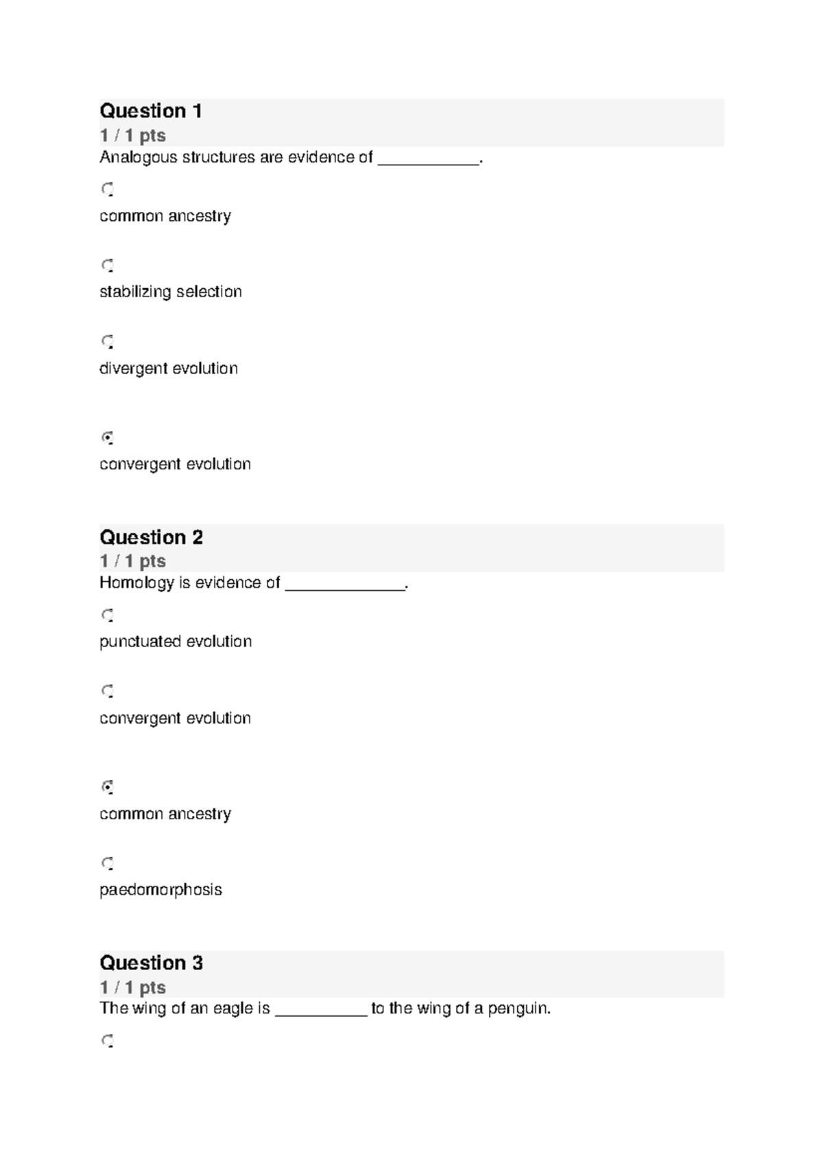 Quiz Week 11: Evolution Concepts with Solutions - Studocu