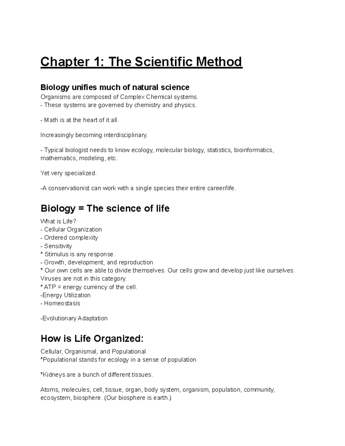 Chapter 1: Understanding The Scientific Method in Biology - Studocu