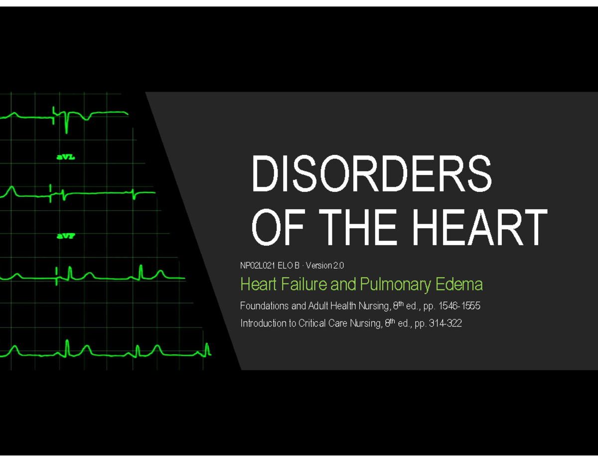 Heart Failure & Pulmonary Edema Management - NP02L021 ELO B - Studocu