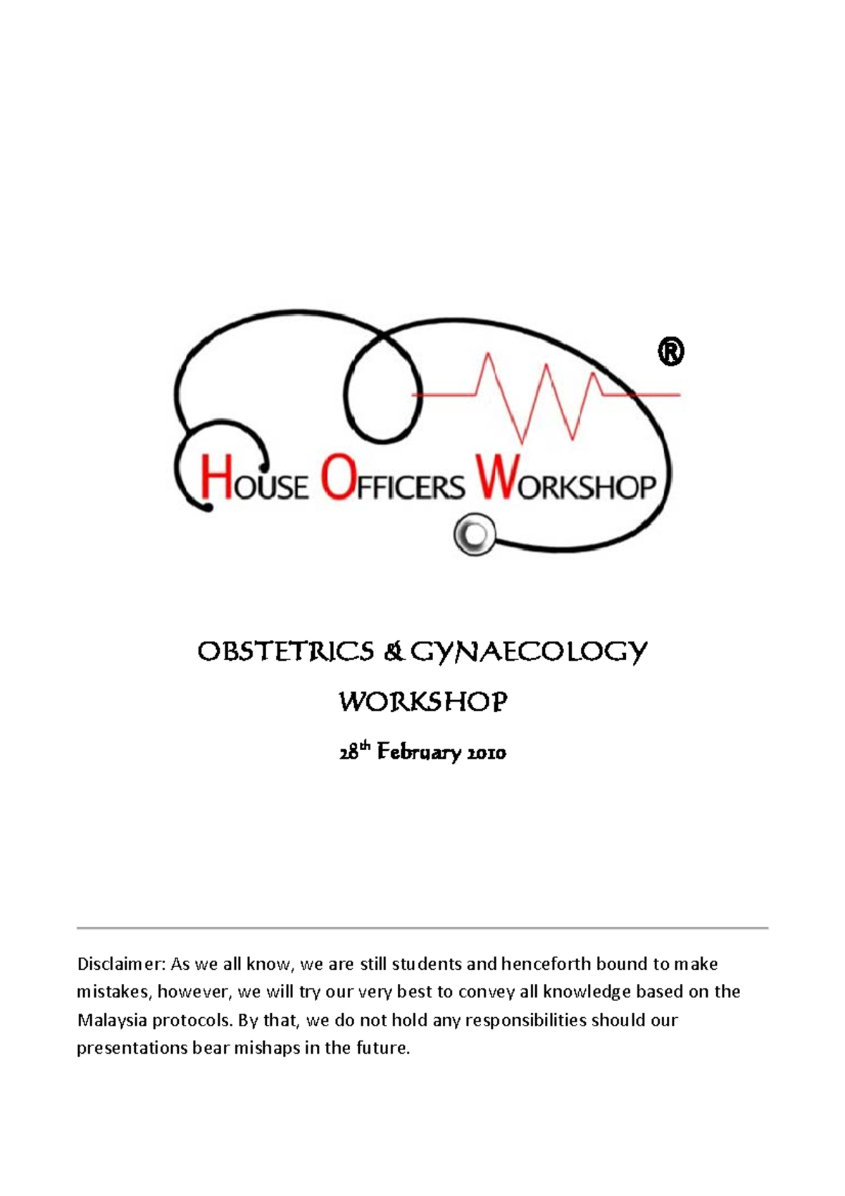 Housemanship Practice in Obstetrics and Gynaecology - OBSTETRICS ...