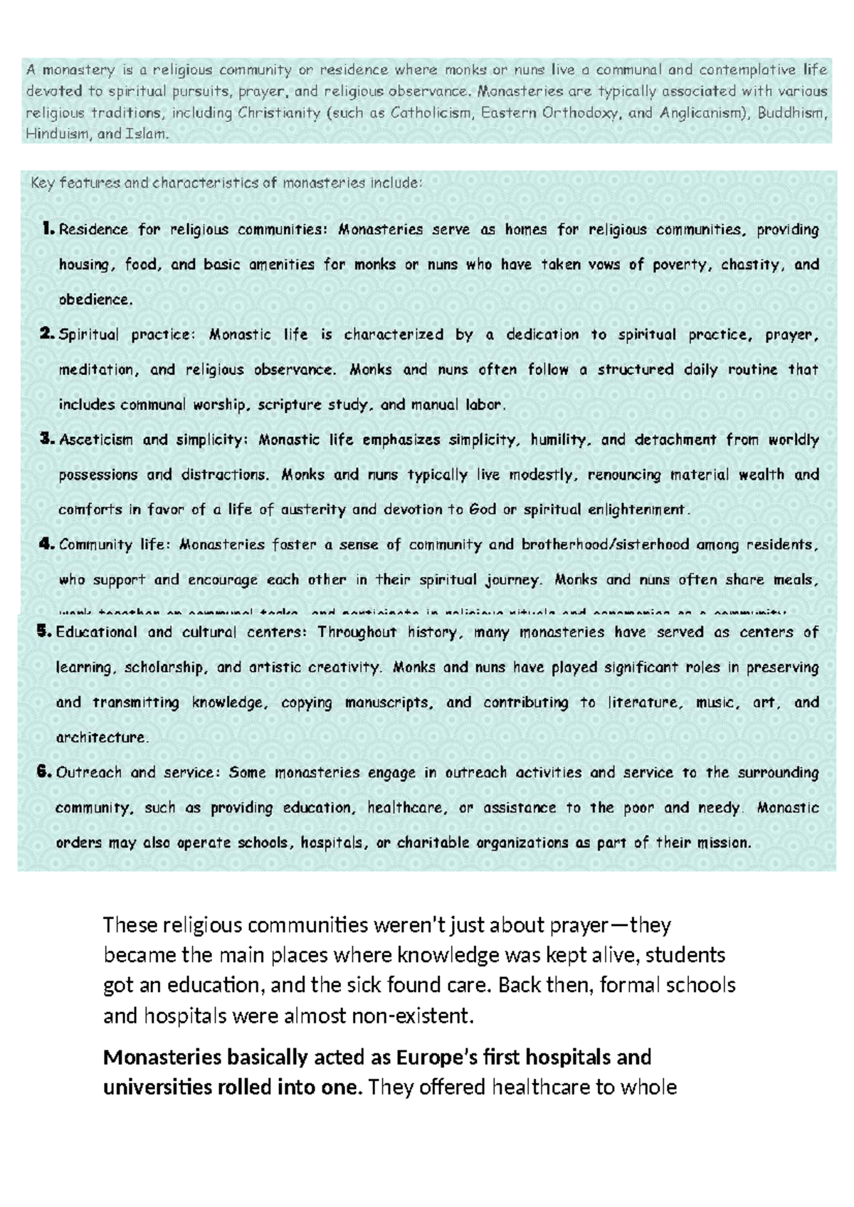 Monasticism in the Middle Ages: Education and Healthcare Foundations ...