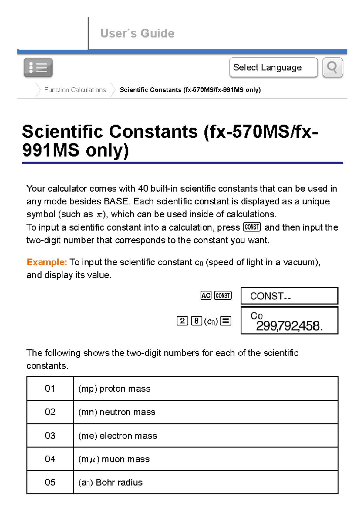 Guide to Scientific Constants for fx-570MS & fx-991MS Calculations ...
