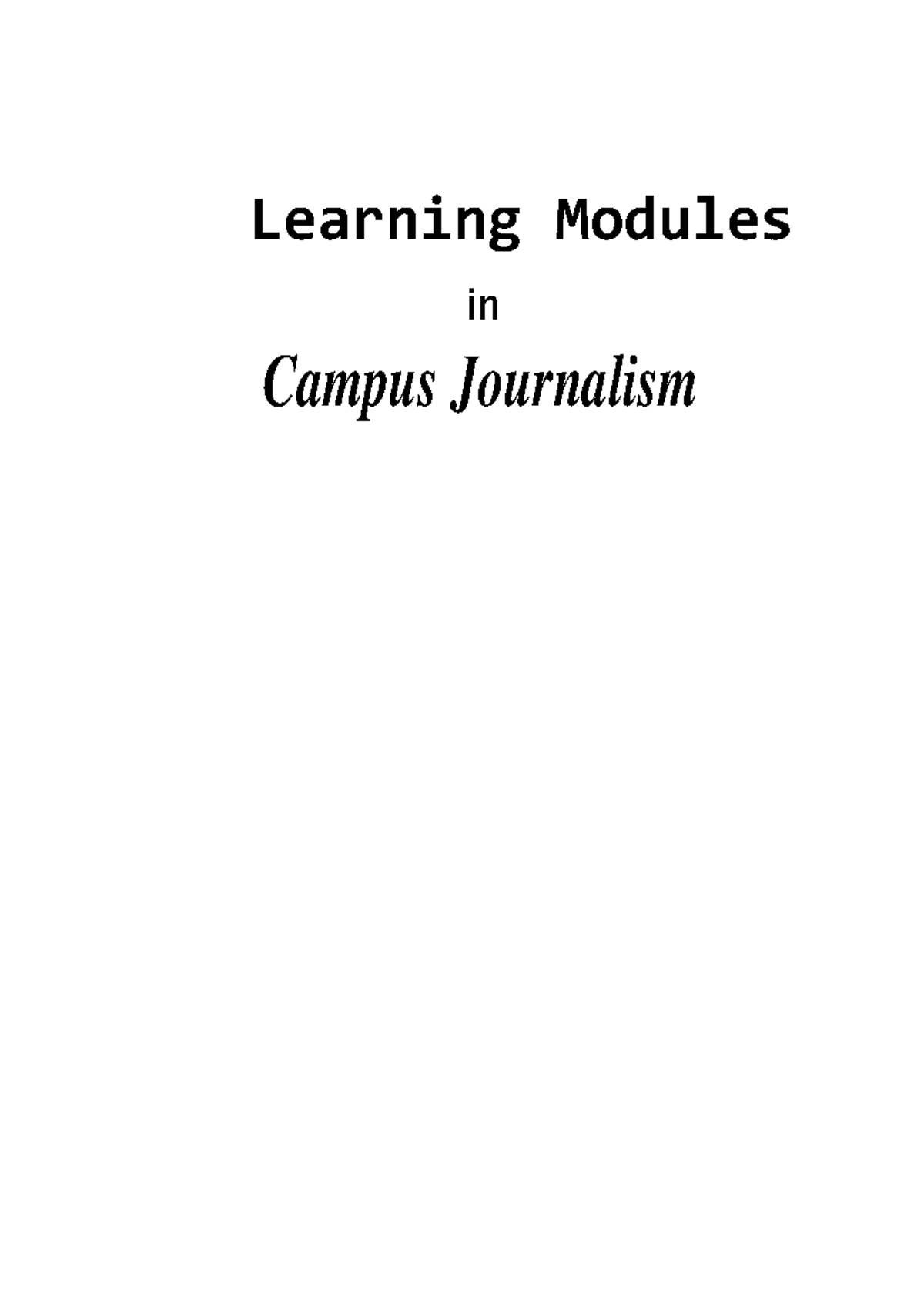EEd 325- Campus Journalism- Module - Learning Modules in Campus ...