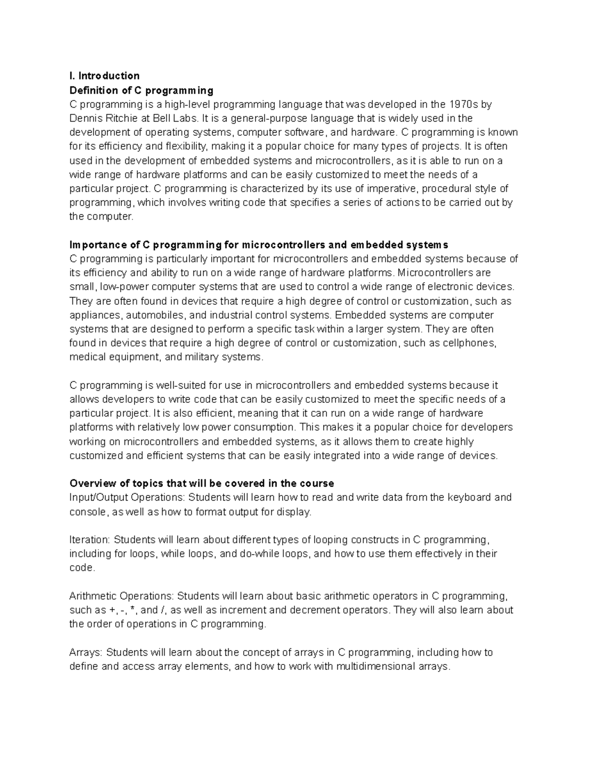CSC-133 C Programming - Comprehensive Course Notes and Overview - Studocu