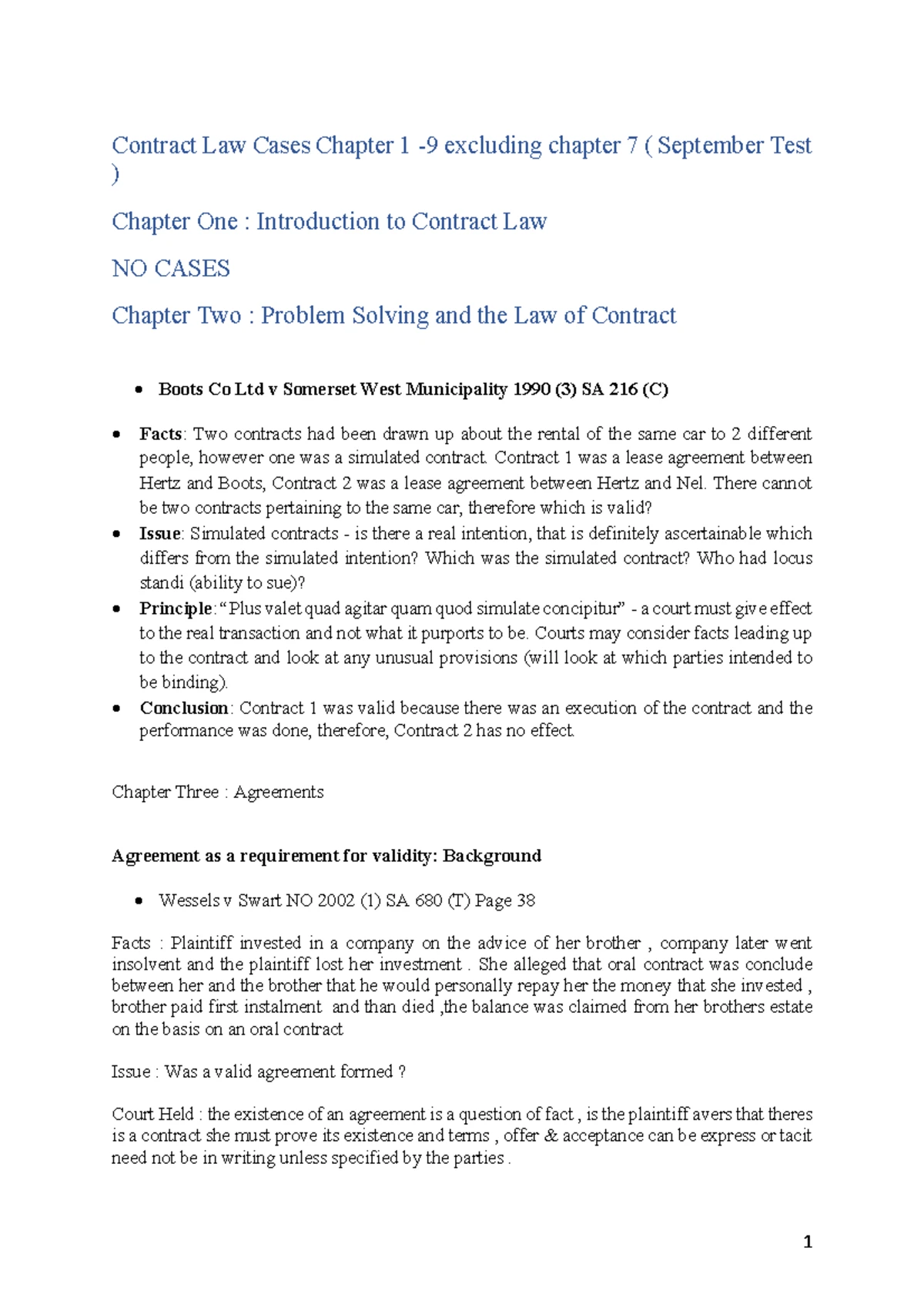 Unit 2 Summary: Foundations of Contract Law Concepts and Theories - Studocu