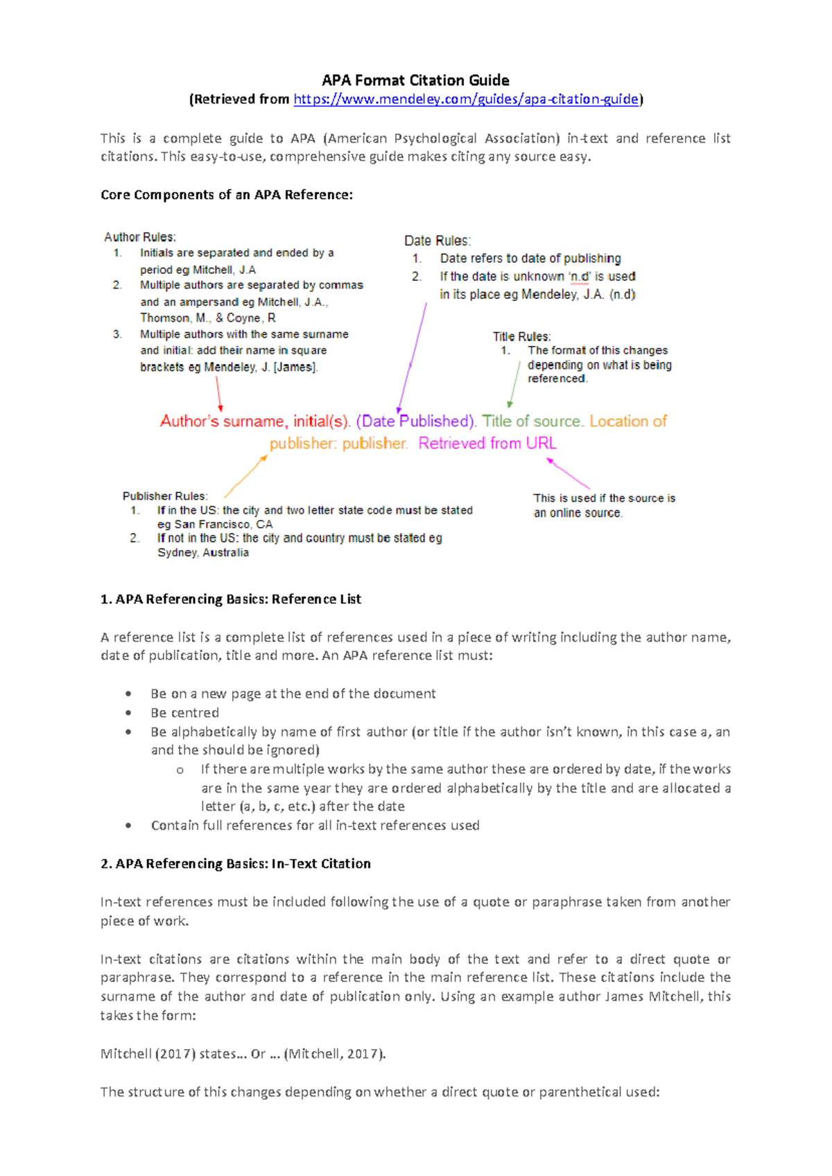 APA Format Citation Guide - APA Format Citation Guide (Retrieved from ...
