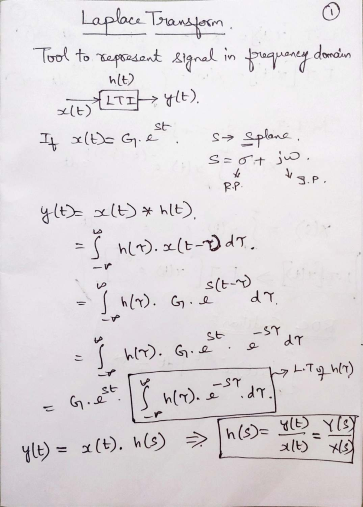 Laplace Transform - Lecture Notes (Course Code: LTI) - Studocu