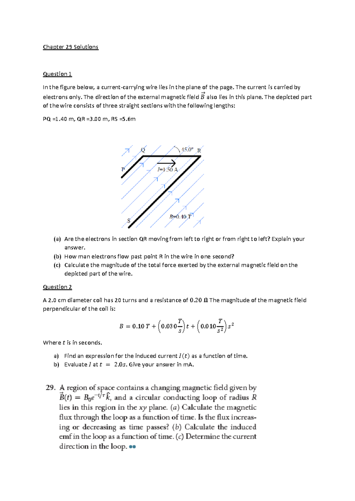 Chapter 29 Practice Questions on Electromagnetism Concepts - Studocu