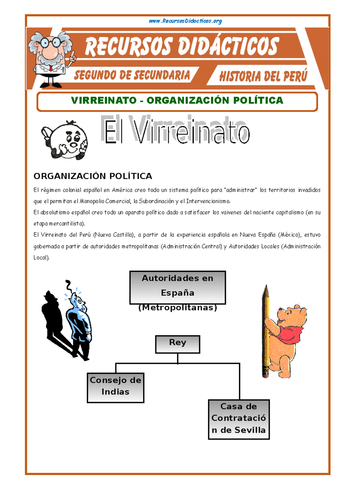Organización Política del Virreinato del Perú para Segundo Grado de Secundaria - VIRREINATO ...