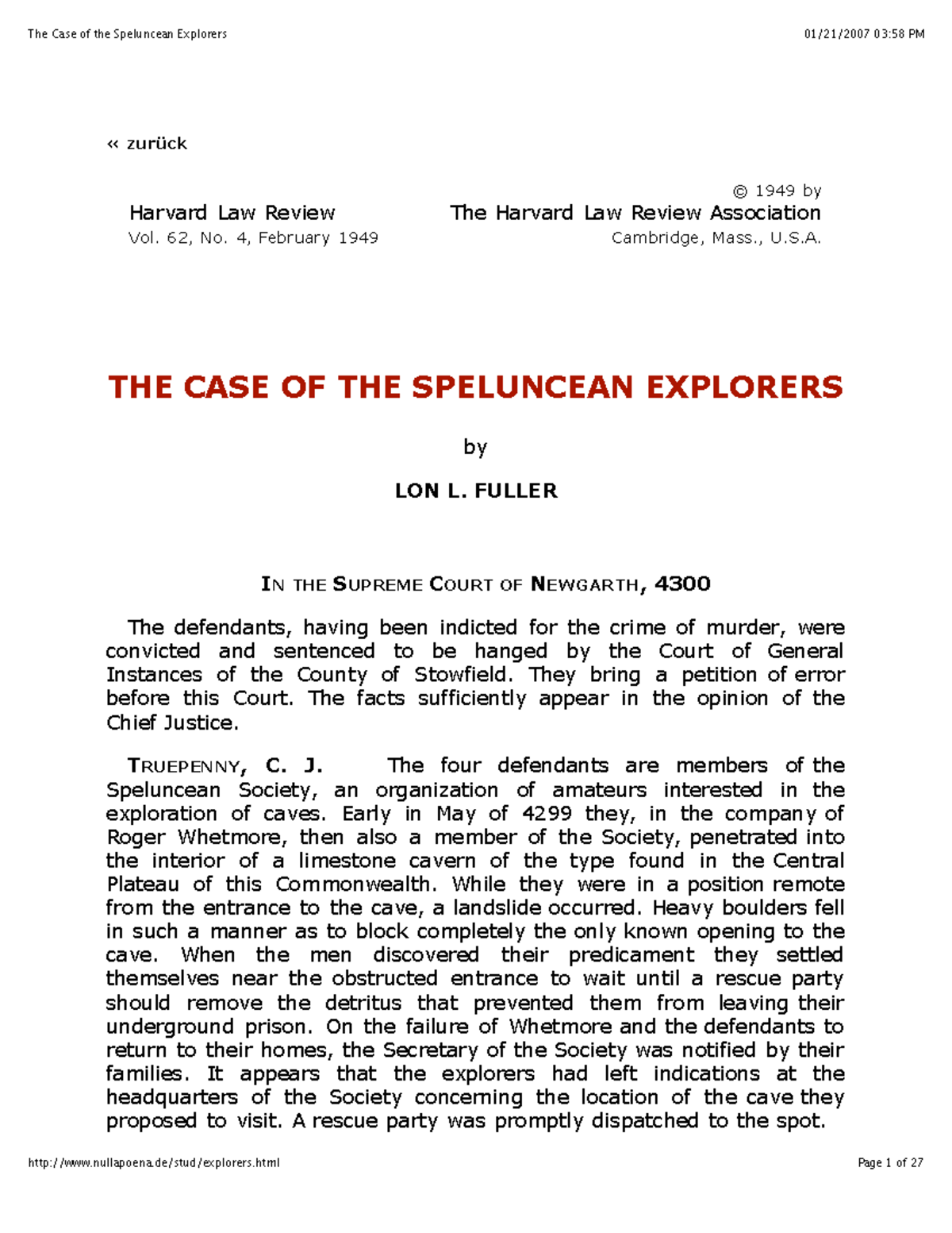 The Case of the Speluncean Explorers: Insights on Equity and Justice ...